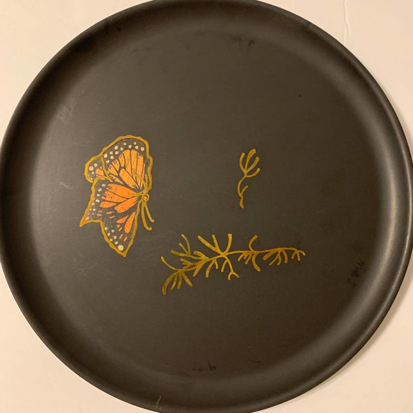 Couroc | Dining | Couroc Vintage Mcm Inlaid Monarch Butterfly Round ...
